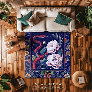 Moody Dark Botanical Serpent Enchanted Floral Rug Exotic Gothic ...