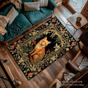 Mystic Woodland Fox Rug Cottagecore Room Decor William Morris Inspired ...