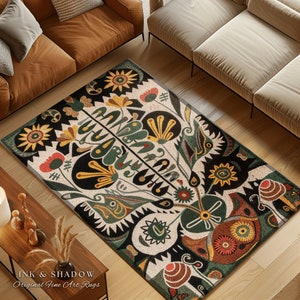 Trendy Aesthetic Boho Rug Indie Floral Aesthetic Living Room Danish Home Decor Rustic ...