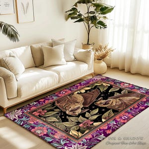Romantic Victorian Gothic Bat Lovers Rug Whimsical Dark Floral Baroque ...
