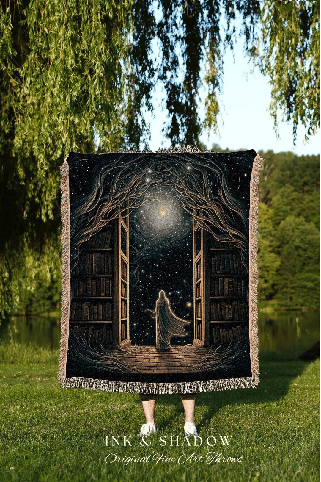Spooky Library Ghost Blanket Ghost in Library Spooky Aesthetic Goth Art ...