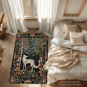 Scandinavian Wolf Rug Woodland Theme Room Decor William Morris Inspired ...