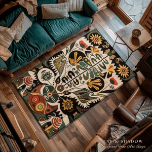 Trendy Aesthetic Boho Rug Indie Floral Aesthetic Living Room Danish Home Decor Rustic ...