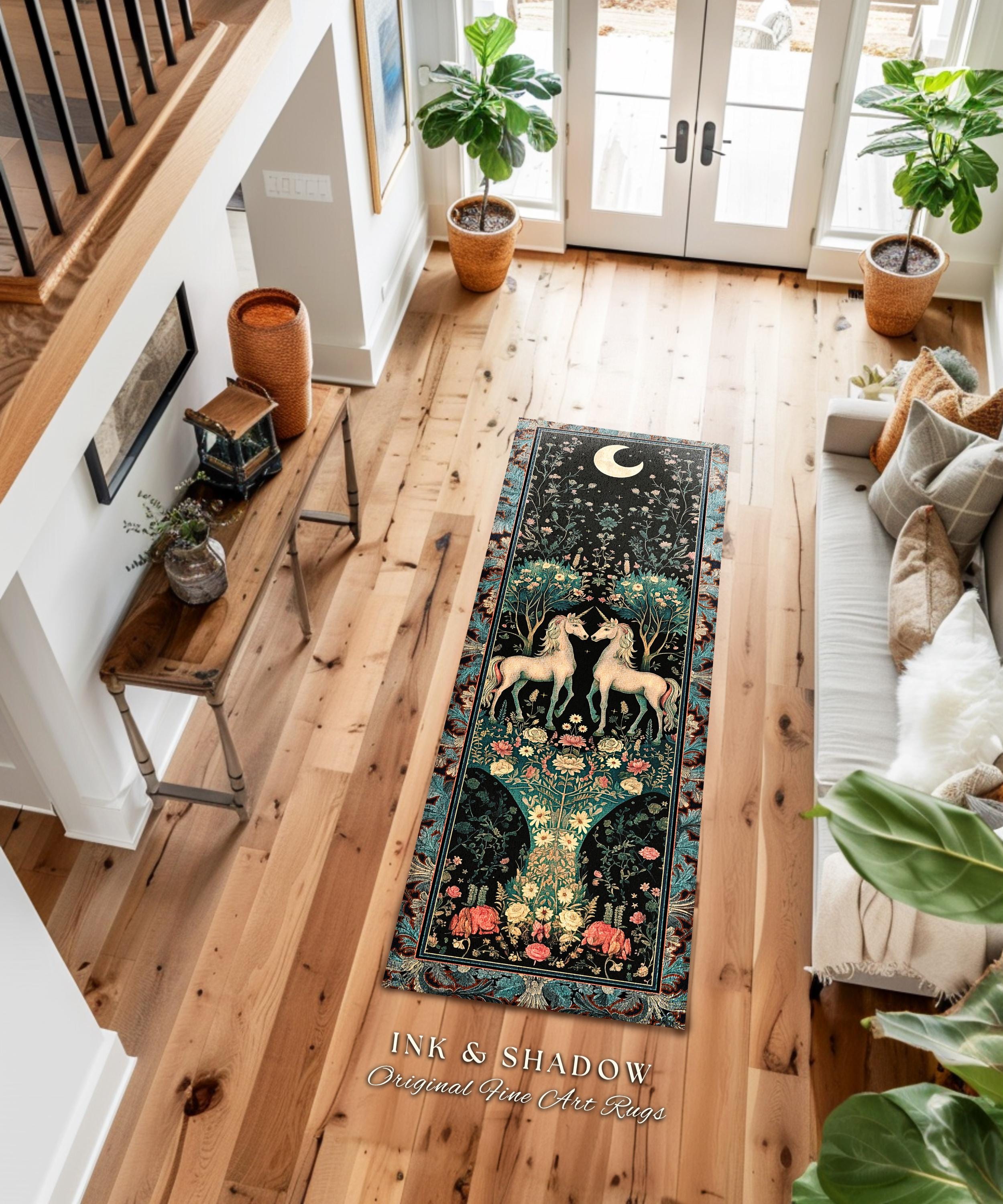Fantasy Garden Unicorn Runner Rug Cottagecore Art Nouveau Fairycore ...