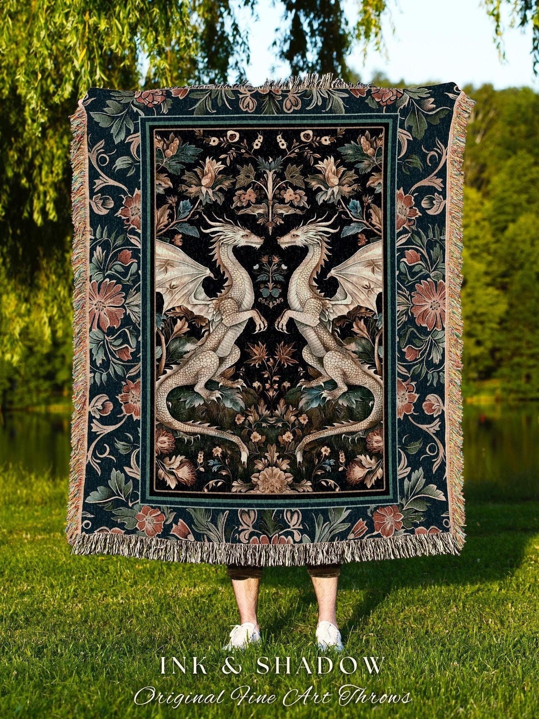 Antique Victorian Gothic Aesthetic Dragon Art Nouveau Crushed Velvet ...