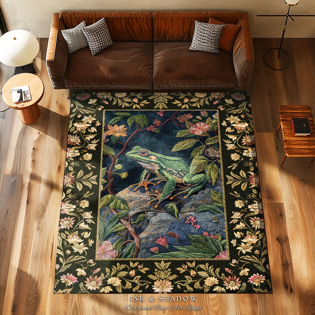 Goblincore Toad Rug Floral Fairy Aesthetic Living Room Home Decor Frog ...