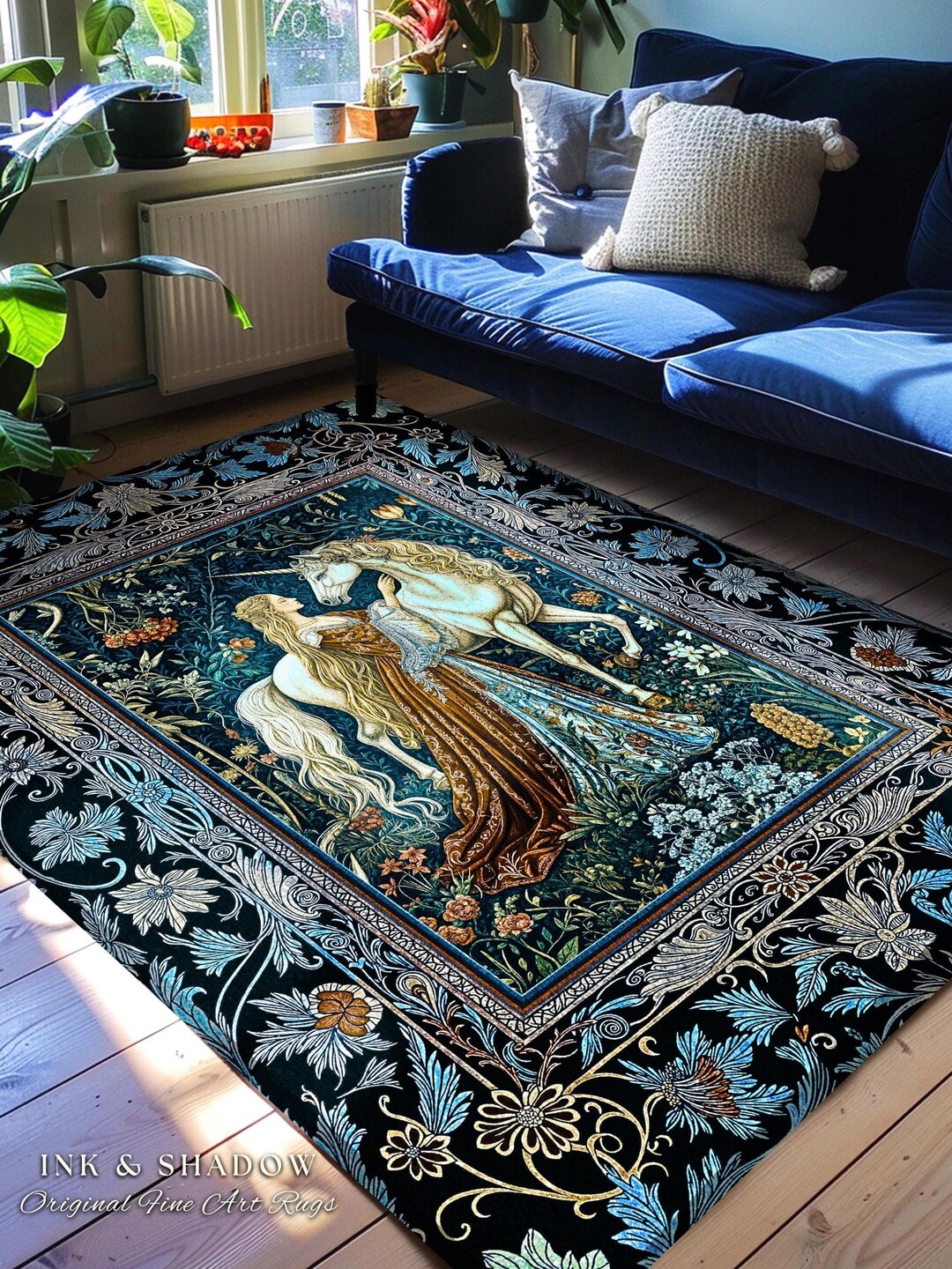 Moody Medieval Rococo Area Rug | Vintage Fantasy Bedroom Home Decor ...