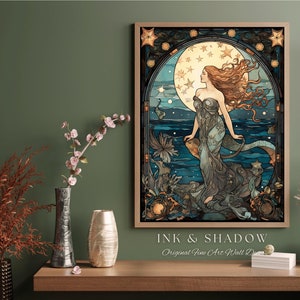 Celestial Mermaid Art Nouveau Room Decor Vintage Mermaid Siren ...