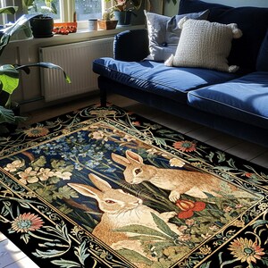 Bunnies in the Woodland Rug Spring Bunnies Room Decor William Morris ...