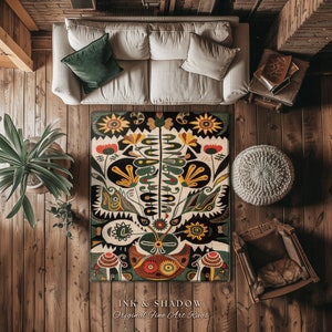 Trendy Aesthetic Boho Rug Indie Floral Aesthetic Living Room Danish Home Decor Rustic ...