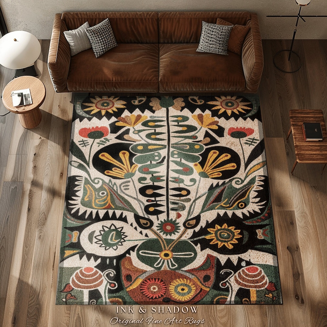 Trendy Aesthetic Boho Rug Indie Floral Aesthetic Living Room Danish Home Decor Rustic ...