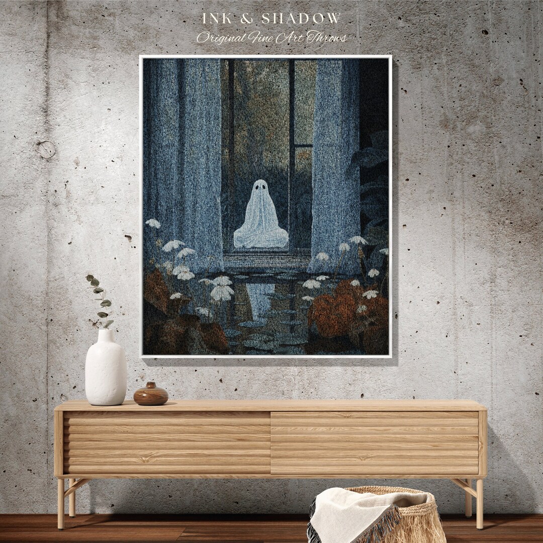 Haunted Window Ghost Spooky Tapestry Fall Aesthetic Vintage Ghost Art ...