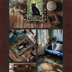 Woodland Gothic Fox Forestcore Rug Dark Botanical Cottagegoth Room ...