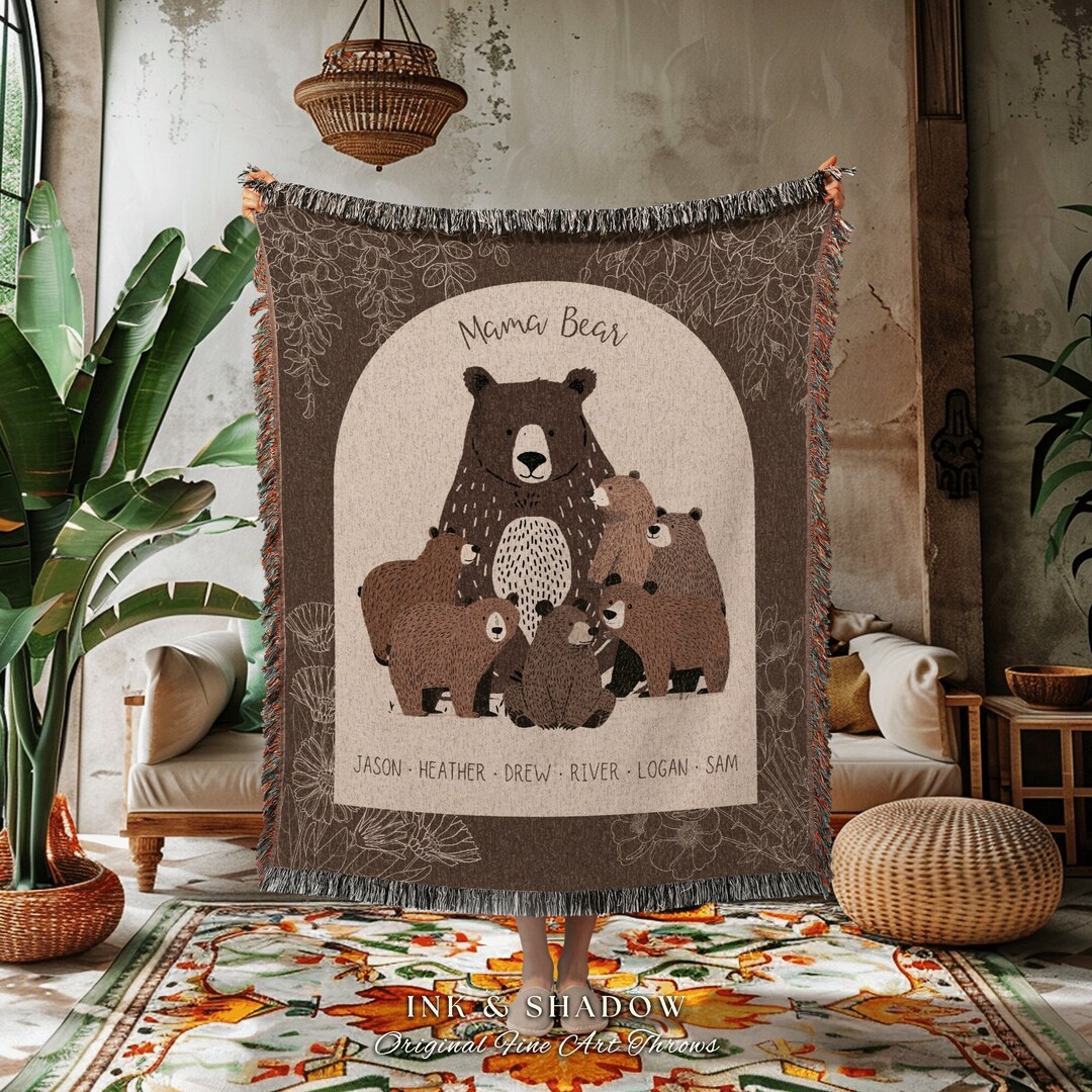 Mama Bear Personalized Blanket | Custom Mom Gift From Kids Custom Mama ...