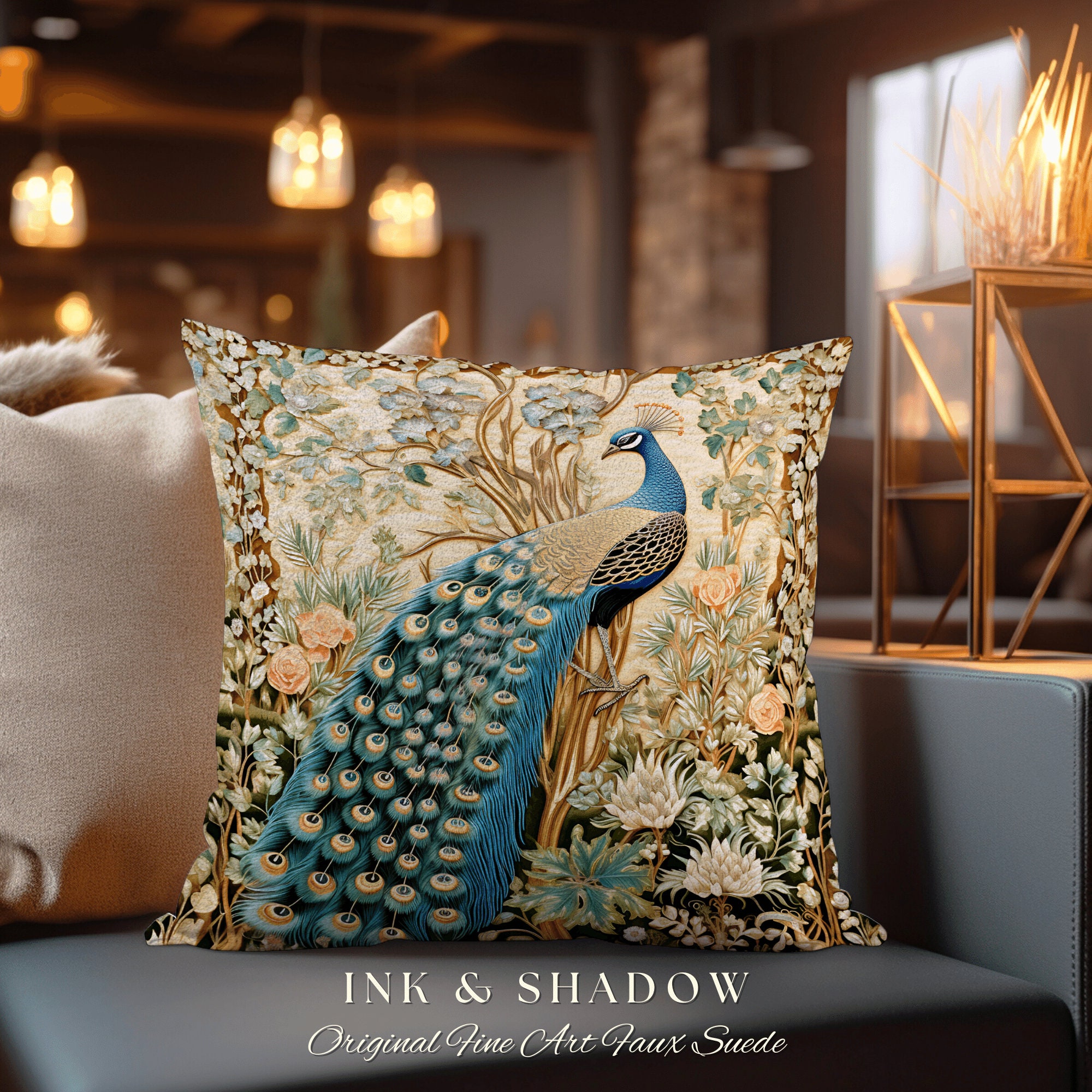 Woodland Gothic Victorian Whimsy Peacock Pillow Cottagecore Accent ...