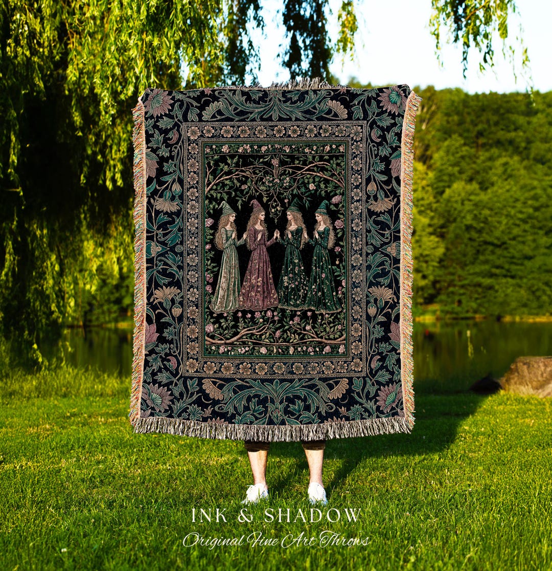 Storybook Aesthetic Witch Woven Tapestry | Whimsical Crowcore Arcane ...