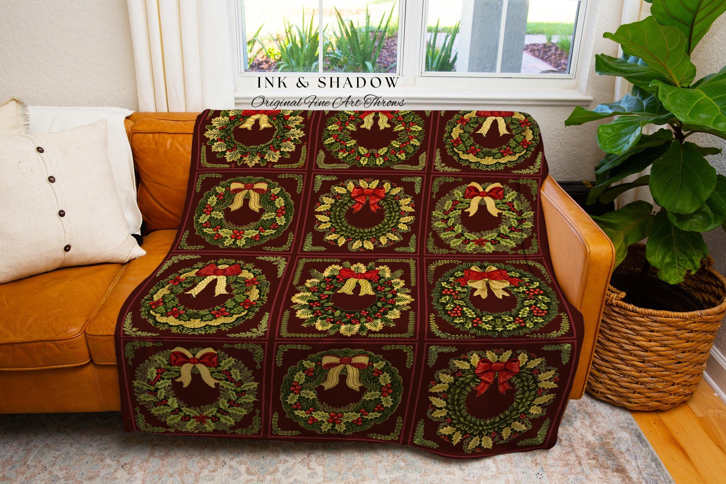 Ornate Baroque Burgundy Berry Wreath Tapestry Throw Antique Inspired ...
