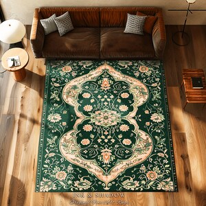 Elegant Sea Green Area Rug Classic Ornate Statement Rug With Fine ...