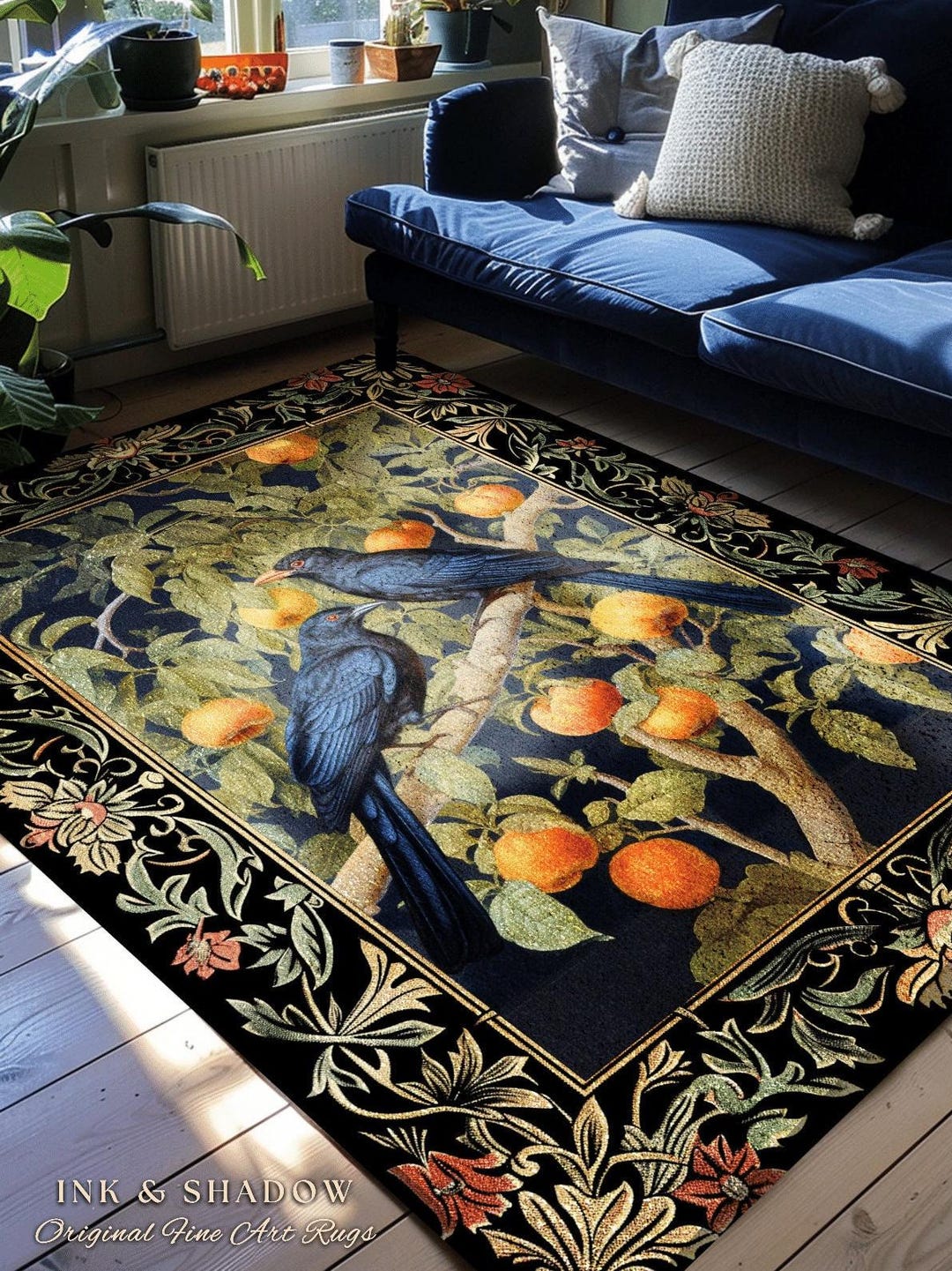 Woodland Gothic Raven Rug Crowcore Home Decor | Cottagegoth Moody ...