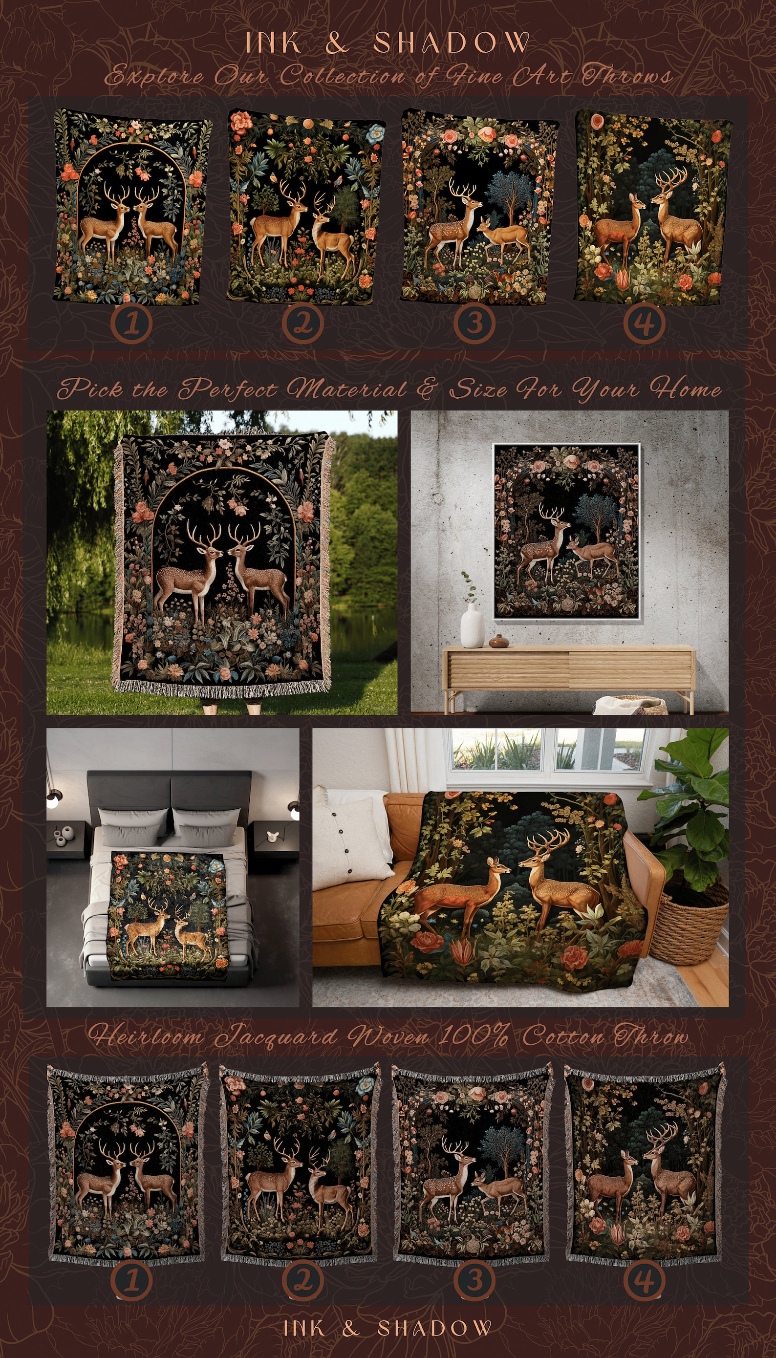 Mystic Woods Folklore Pillow | Folk Art Aesthetic Couch Cushion Woven ...