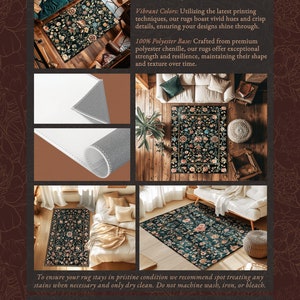 Dark Victorian Aesthetic Rug Ethereal Gothic Livingroom Decor Ornate ...