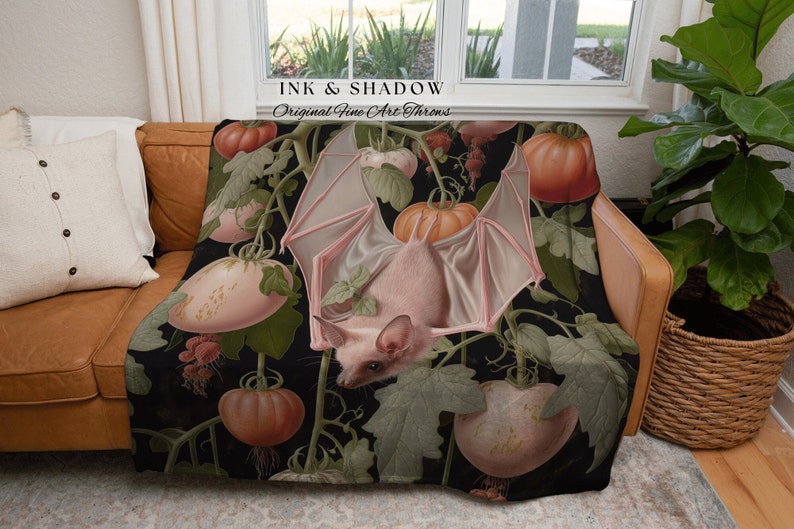 Ethereal Botanical Bat Blanket Woven | Celestial Tapestry Woven Blanket ...