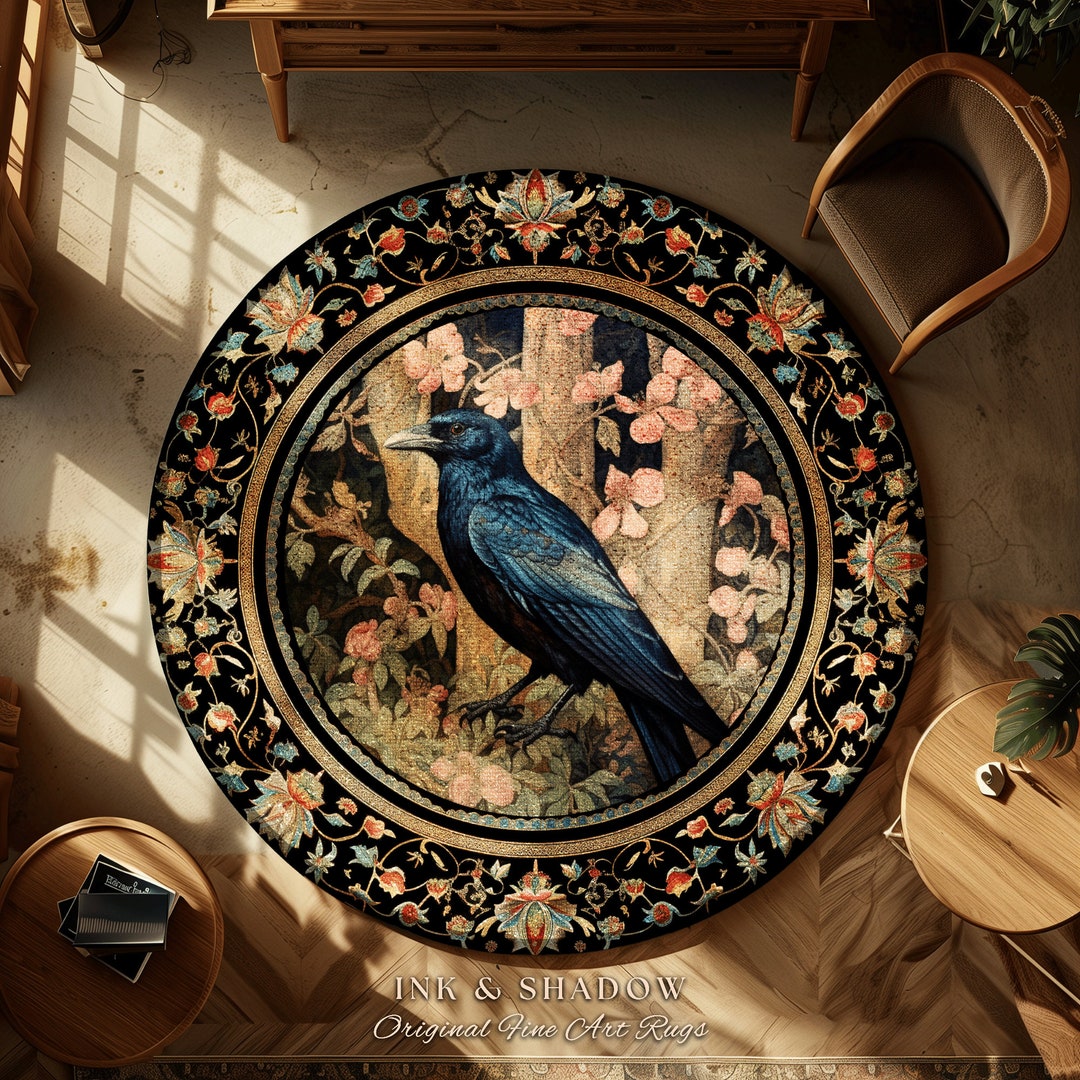 Woodland Gothic Floral Raven Room Decor William Morris Inspired ...