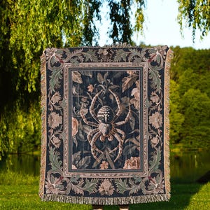 Victorian Gothic Spider Tapestry Throw Dark Academia Botanical Blanket ...