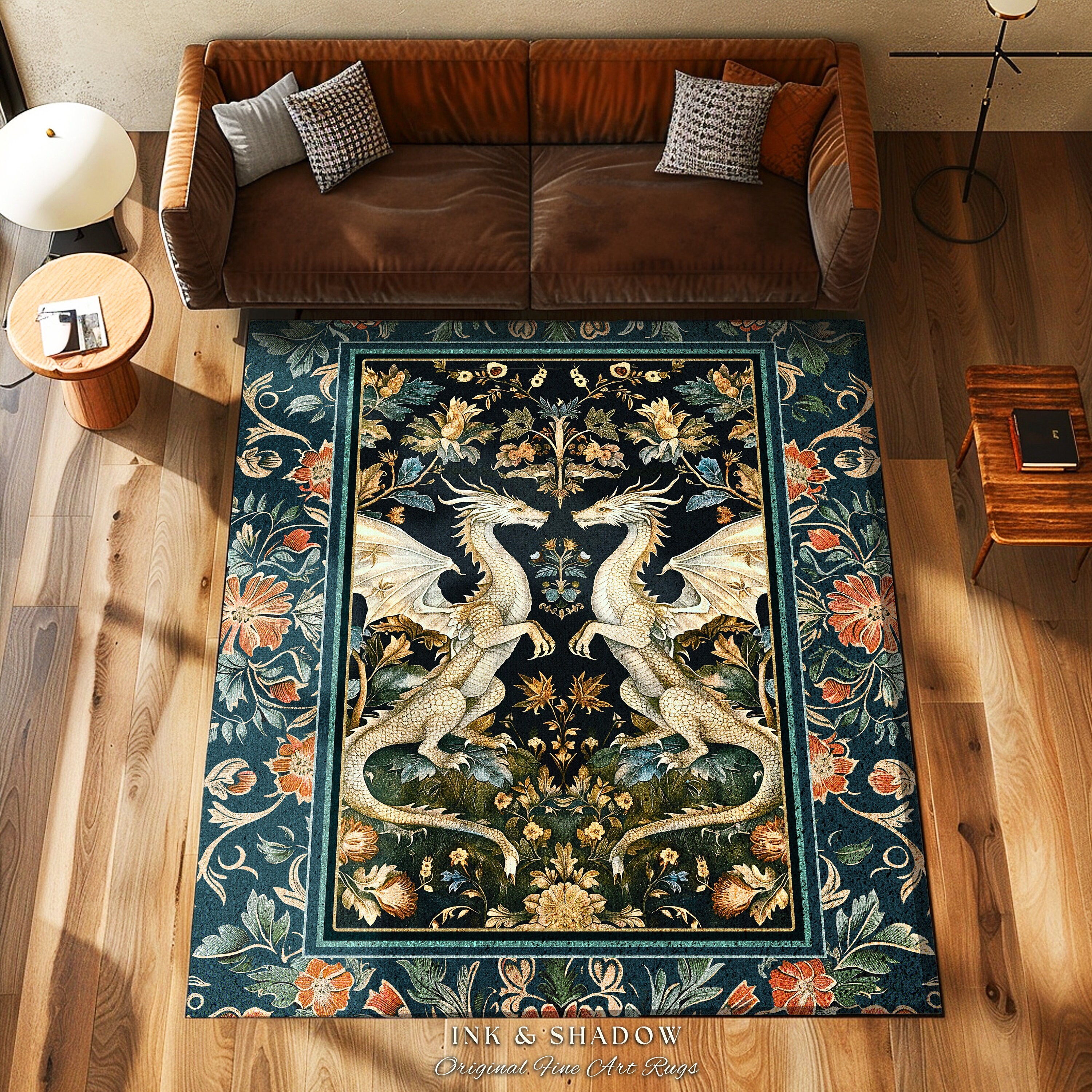 Antique Victorian Gothic Aesthetic Dragon Art Nouveau Rug | Whimsigoth ...