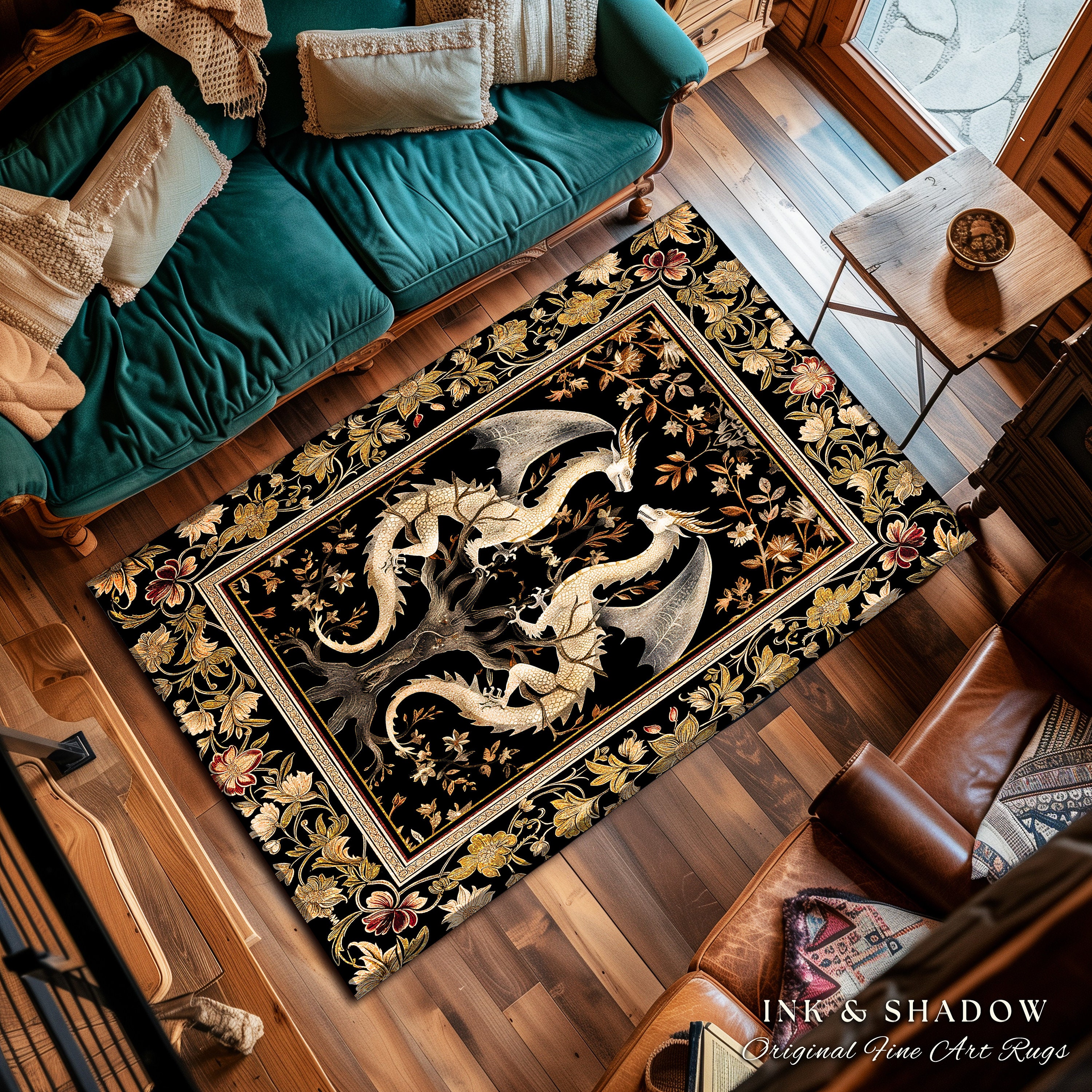 Ethereal Dragon Lover Rug Magical Fantasy Gothic Decor | Enchanted ...