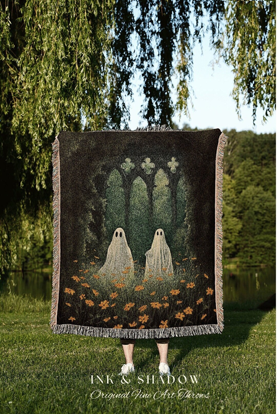 Haunting Ghost Friends Tapestry Blanket Indie Room Decor Vintage ...