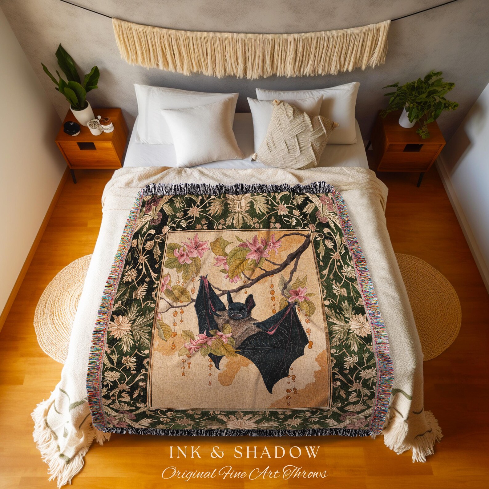 Whimsigoth Tapestry Bat Blanket Gothic | Pastel Cottagecore Throw ...