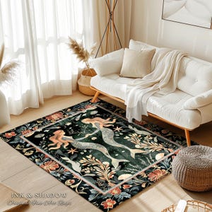 Cottagecore Mermaid by the Sea Costal Dreamy Boho Art Rug Nautical ...