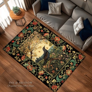 Dark Floral Raven Rug | Victorian Gothic Room Decor William Morris ...