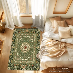 Boho Olive Green Floor Rug Classic Ornate Victorian Rug With Sage Green ...