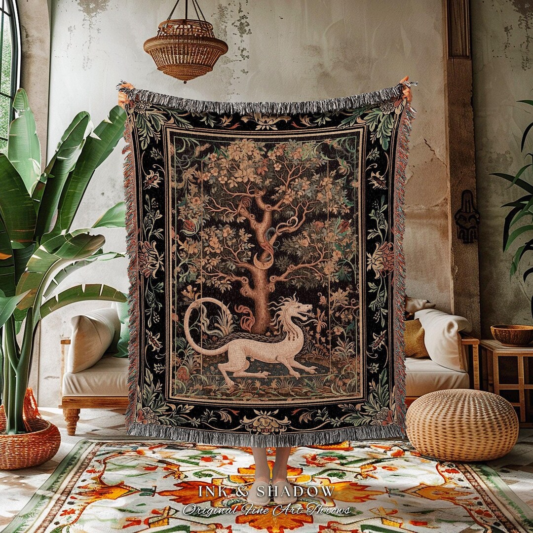 Medieval Dragon Woven Throw | Nordic Home Decor Morris Tapestry ...