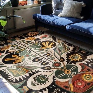 Trendy Aesthetic Boho Rug Indie Floral Aesthetic Living Room Danish ...