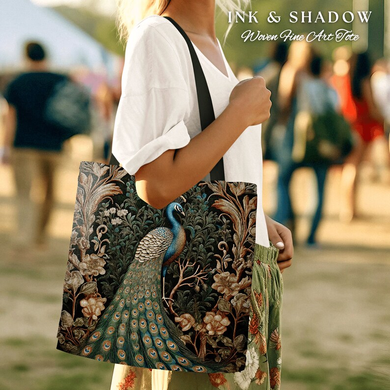 Boho Peacock Cottagecore Tote | William Morris Inspired Tote Bag ...