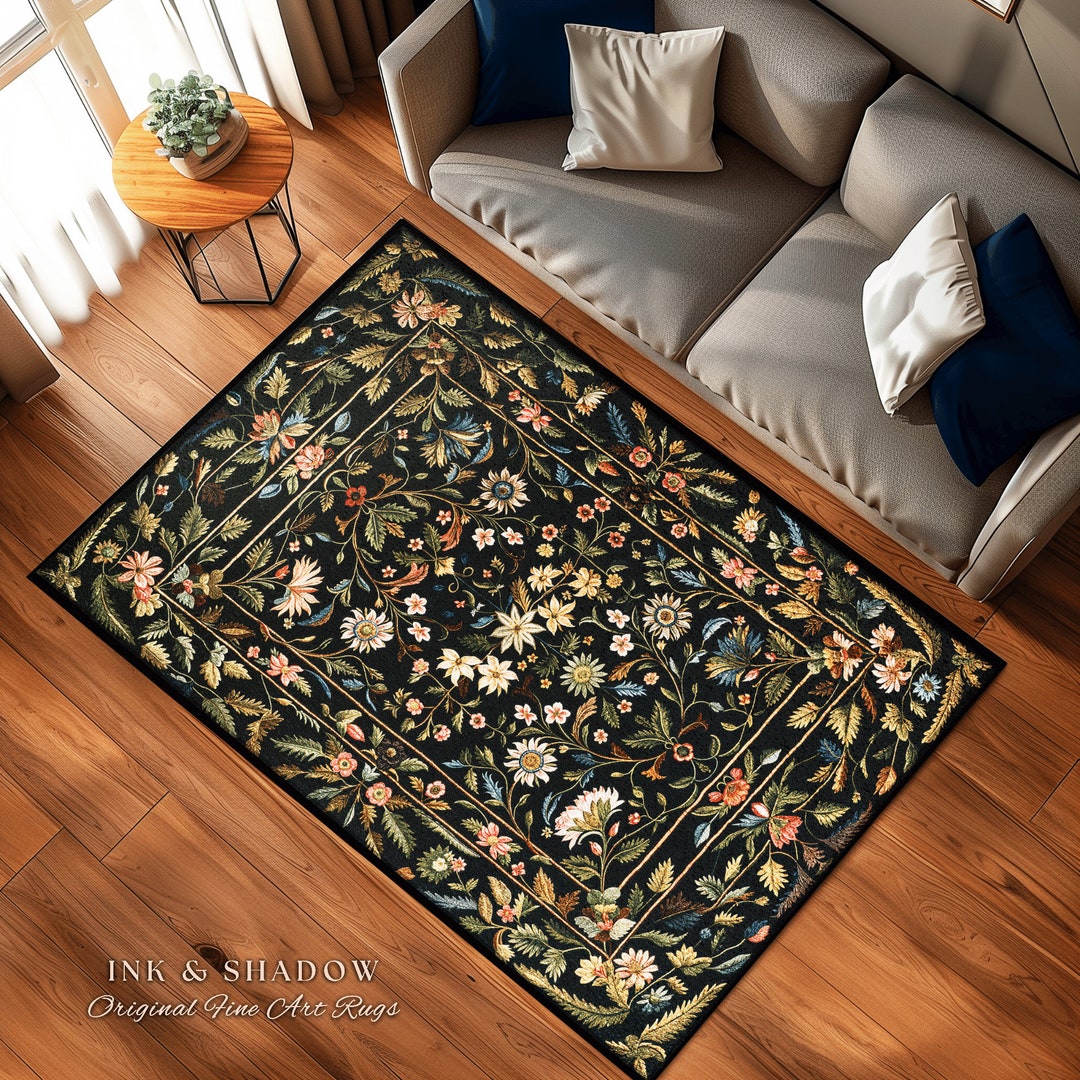 Floral Folk Art Area Rug Scandinavian Wildflower Aesthetic Danish ...