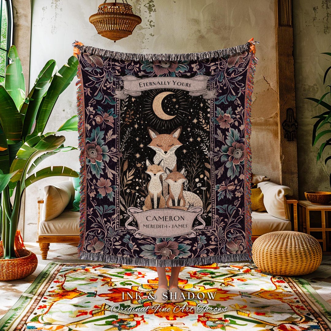 Folklore Aesthetic Custom Family Tapestry | Woodland Cottagecore Fox ...