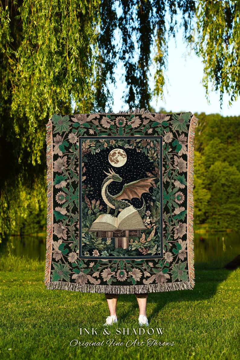 Medieval Library Cozy Reading Blanket | Dragon Aesthetic Whimsigothic ...