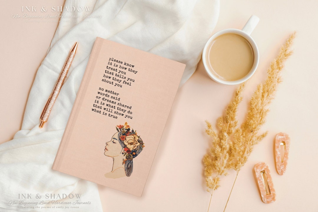 Blush Pink Poetry Journal Hard Cover Notebook for Poets Inspirational ...