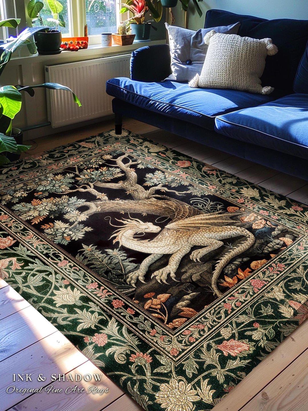 Fantasy Inspired Area Rug | Dark Academia Gothic Book Nook Decor ...
