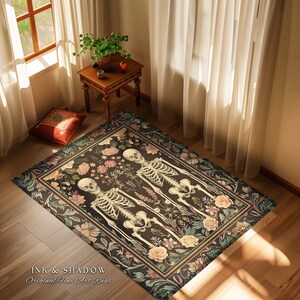 Boho Fairycore Floral Gothic Skeleton Rug Soft Cottagecore Skeleton ...