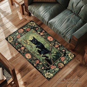 Black Cat Botanical Rug Dark Floral Bedroom Decor William Morris ...