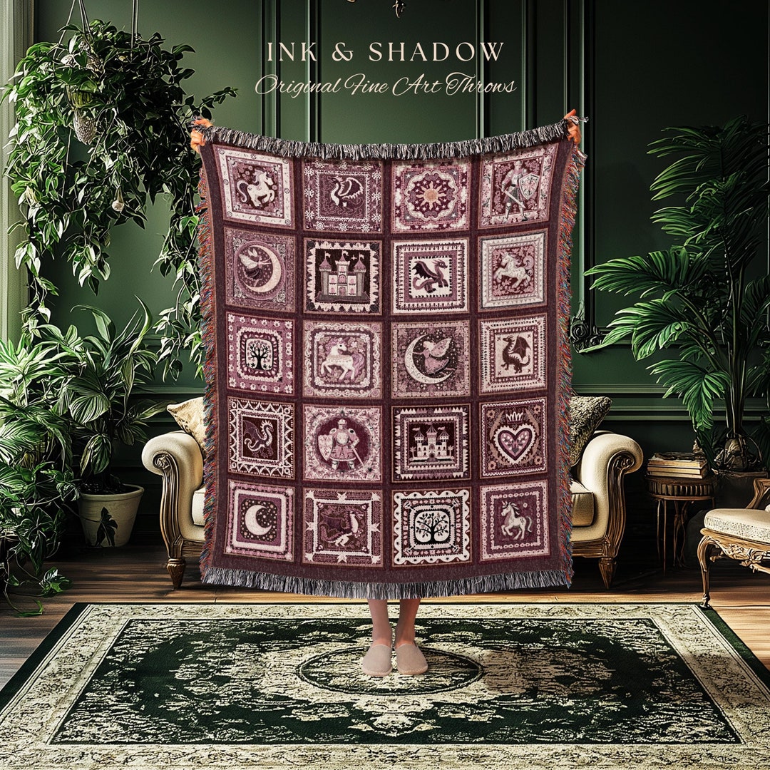 Coquette Fairy Core Woven Blanket | Book Lover Cozy Throw Eclectic ...