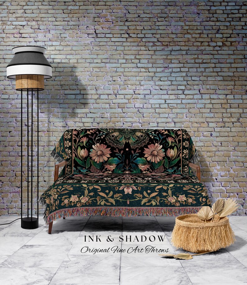 Mystic Moonlit Garden Moth Blanket Whimigothic Fairycore Decor | Dark ...