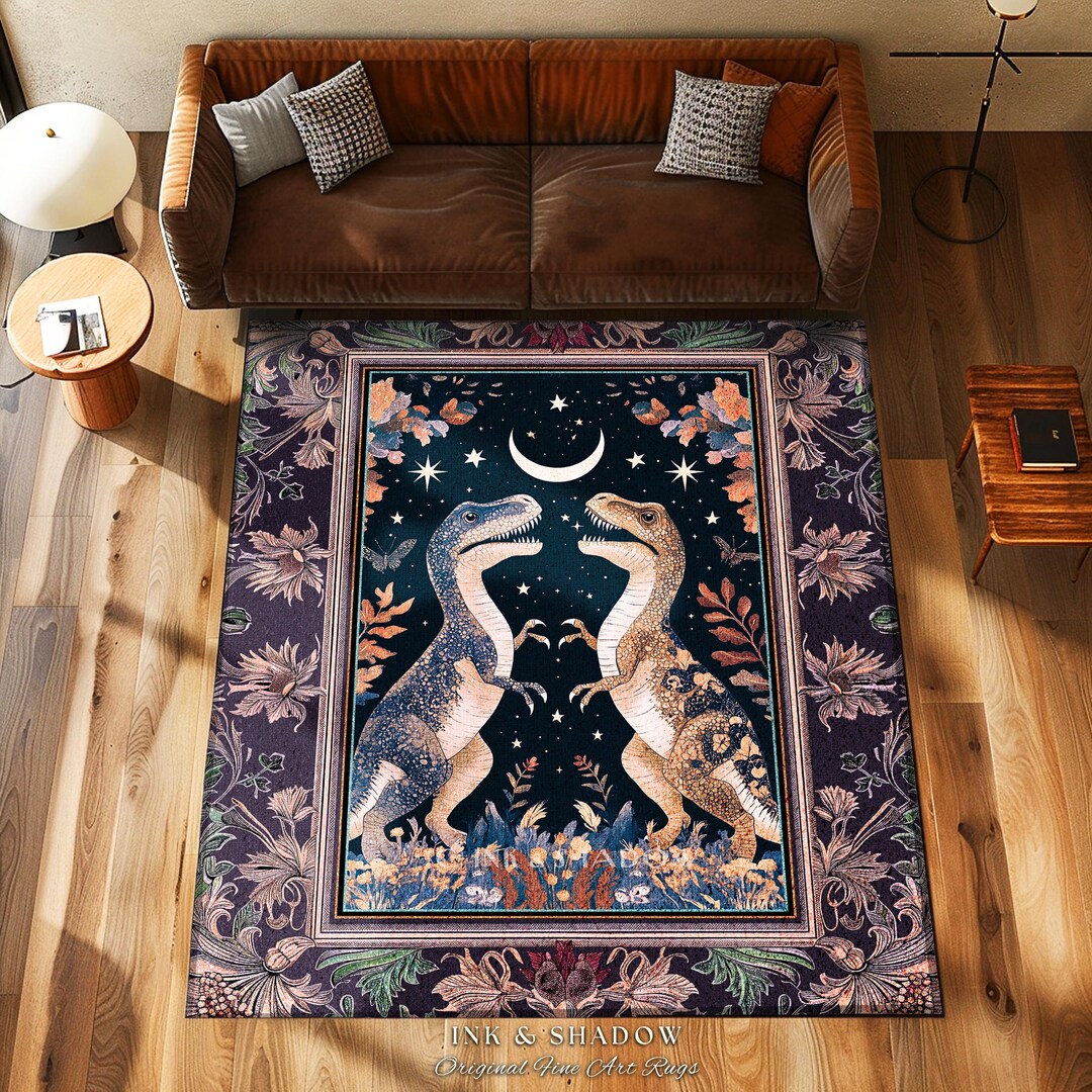 Whimsigoth Dinosaur Rug Celestial T-rex Starry Night Decor, Mystic ...