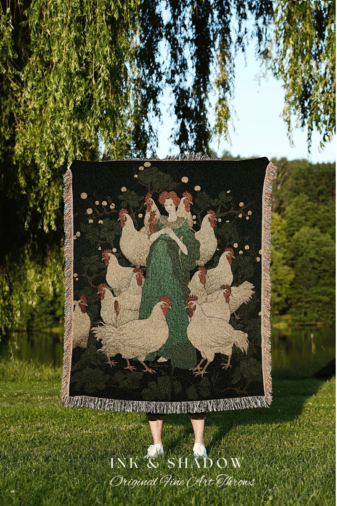 Chicken Queen Blanket Cottagecore Home Decor | Funny Chicken Mom Gift ...