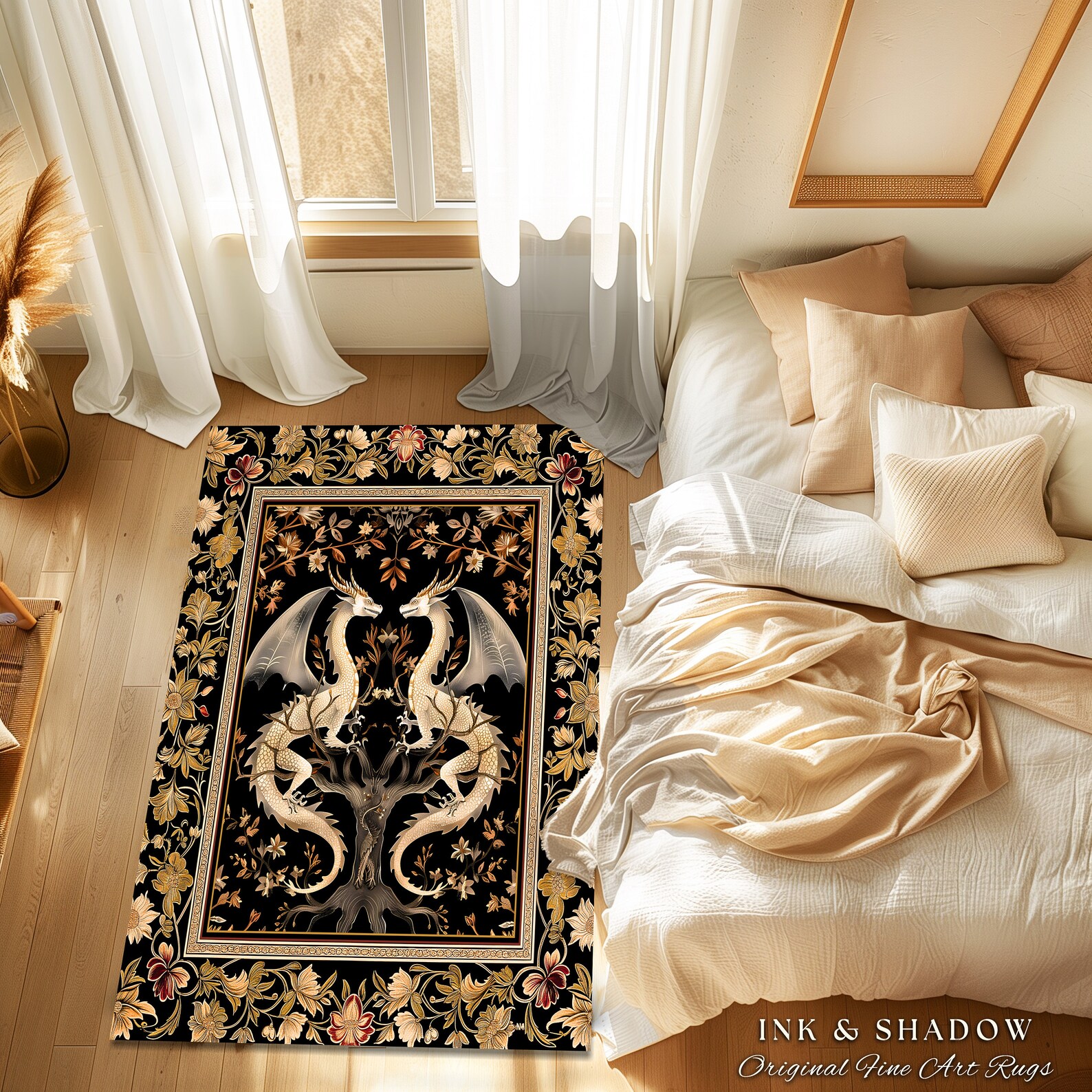 Ethereal Dragon Lover Rug Magical Fantasy Gothic Decor | Enchanted ...